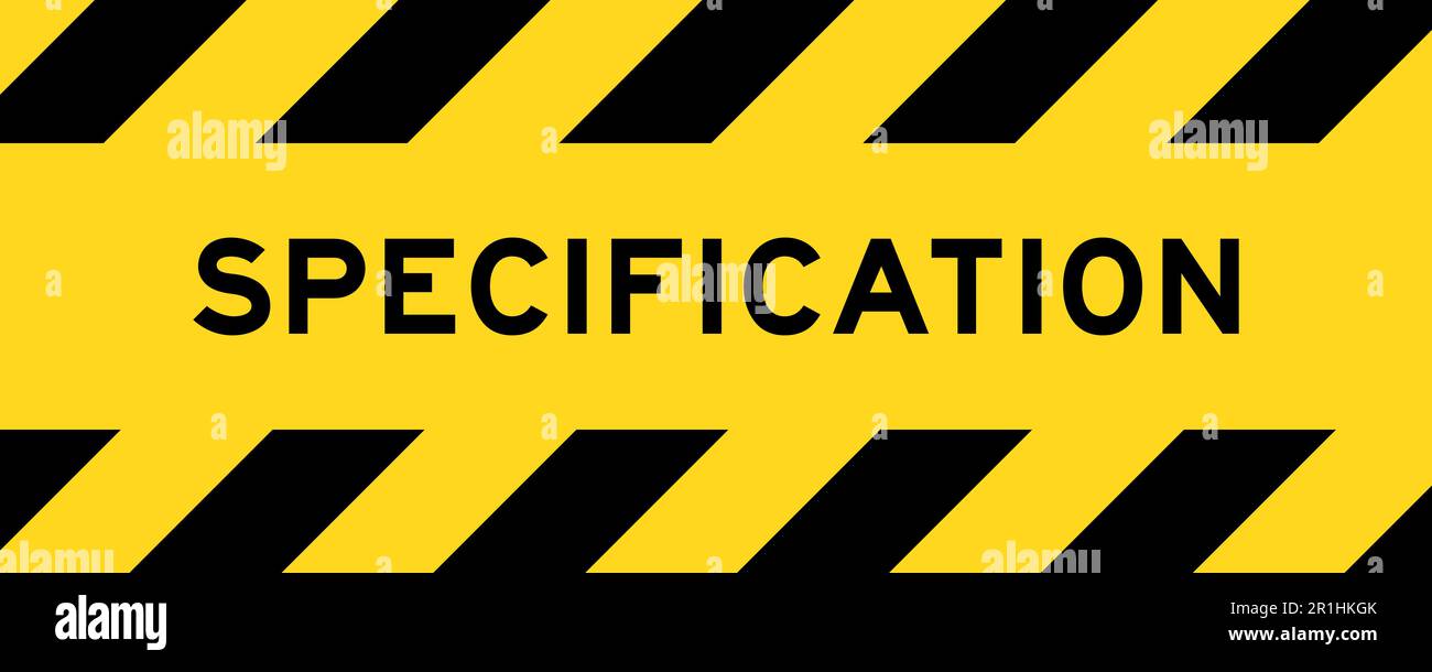 Yellow and black color with line striped label banner with word ...