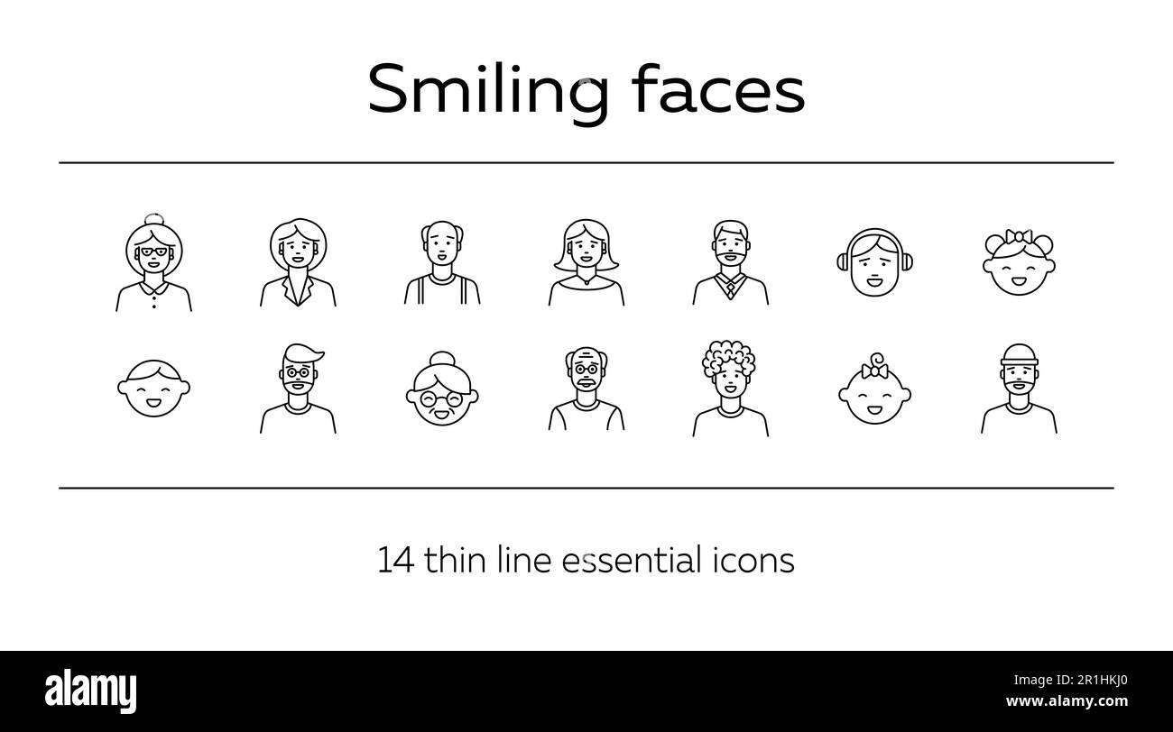 Smiling faces icons Stock Vector Image & Art - Alamy