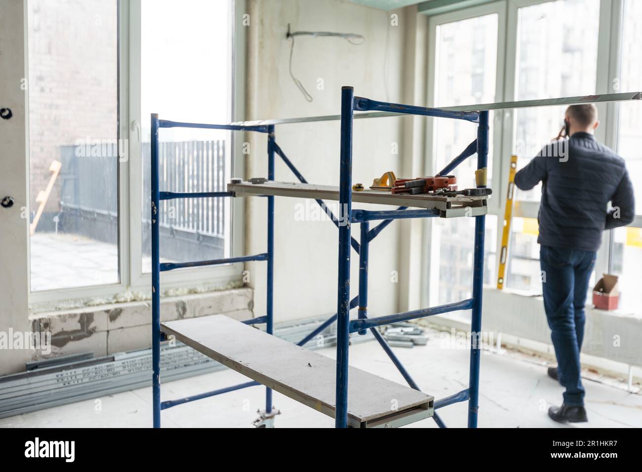 Ceiling installation with expert technicians In the room that is in the ...