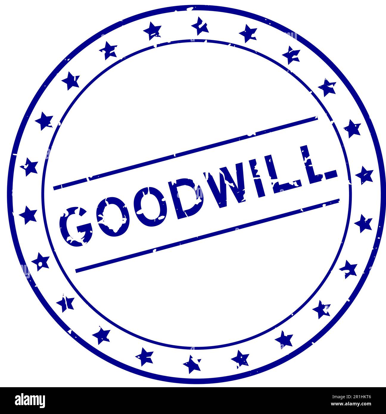 Grunge blue goodwill word round rubber seal stamp on white background ...
