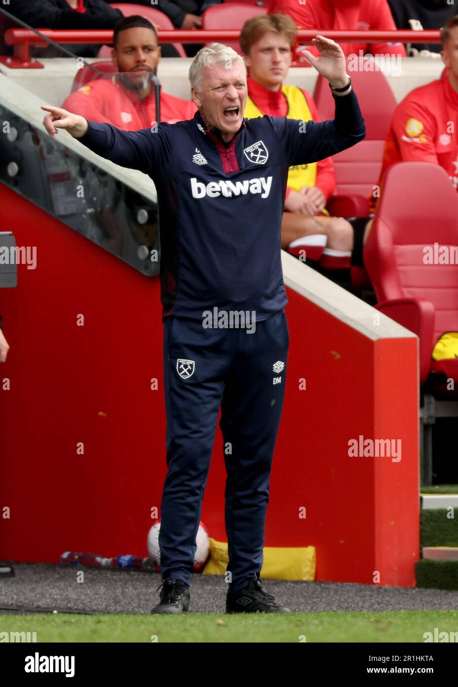 West Ham United Manager, David Moyes, reacts during the Premier League ...