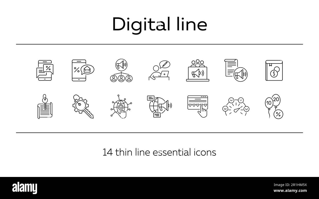 Collection digital marketing line Black and White Stock Photos & Images ...