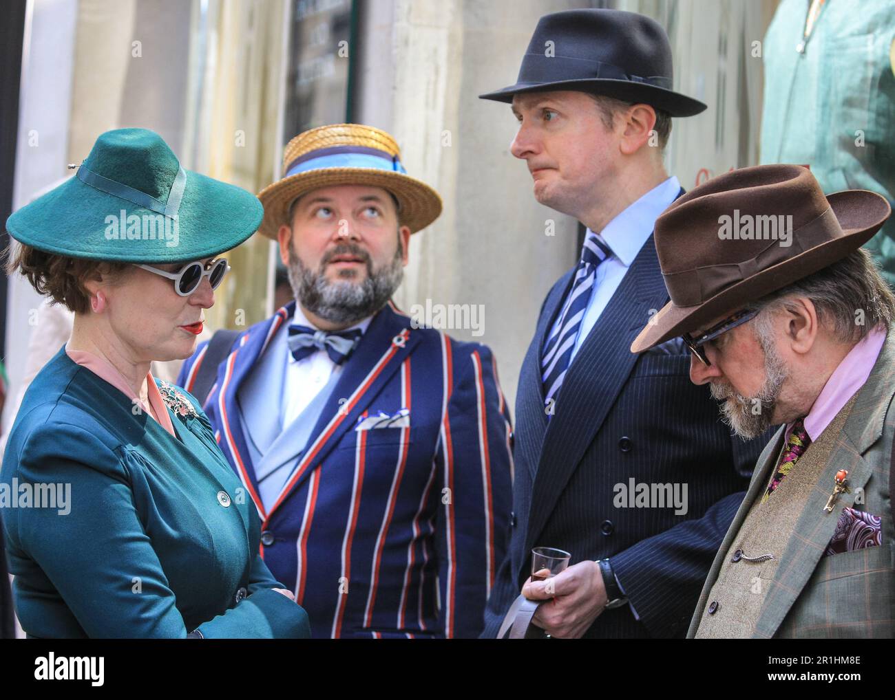 London, UK. 14th May, 2023. The annual Grand Flaneur Walk sees chaps ...