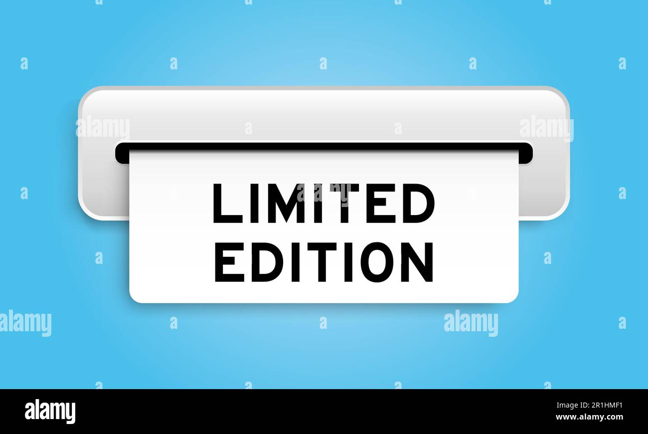 White coupon banner with word limited edition from machine on blue ...