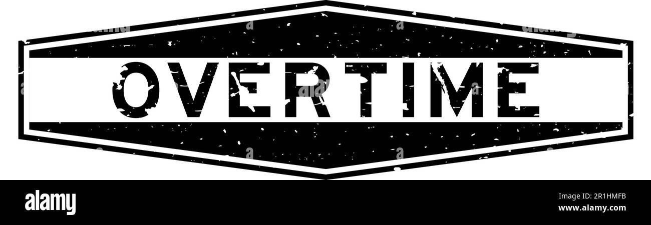 Grunge black overtime word hexagon rubber seal stamp on white ...