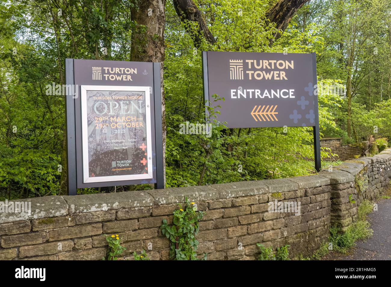 12.05.23 Turton, Lancashire, UK. Signpost showing "Entrance to Turton ...
