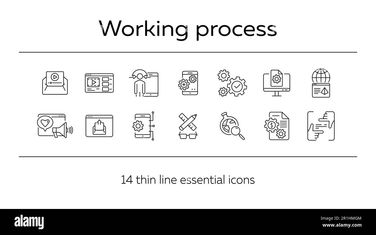 Working process icons Stock Vector Image & Art - Alamy