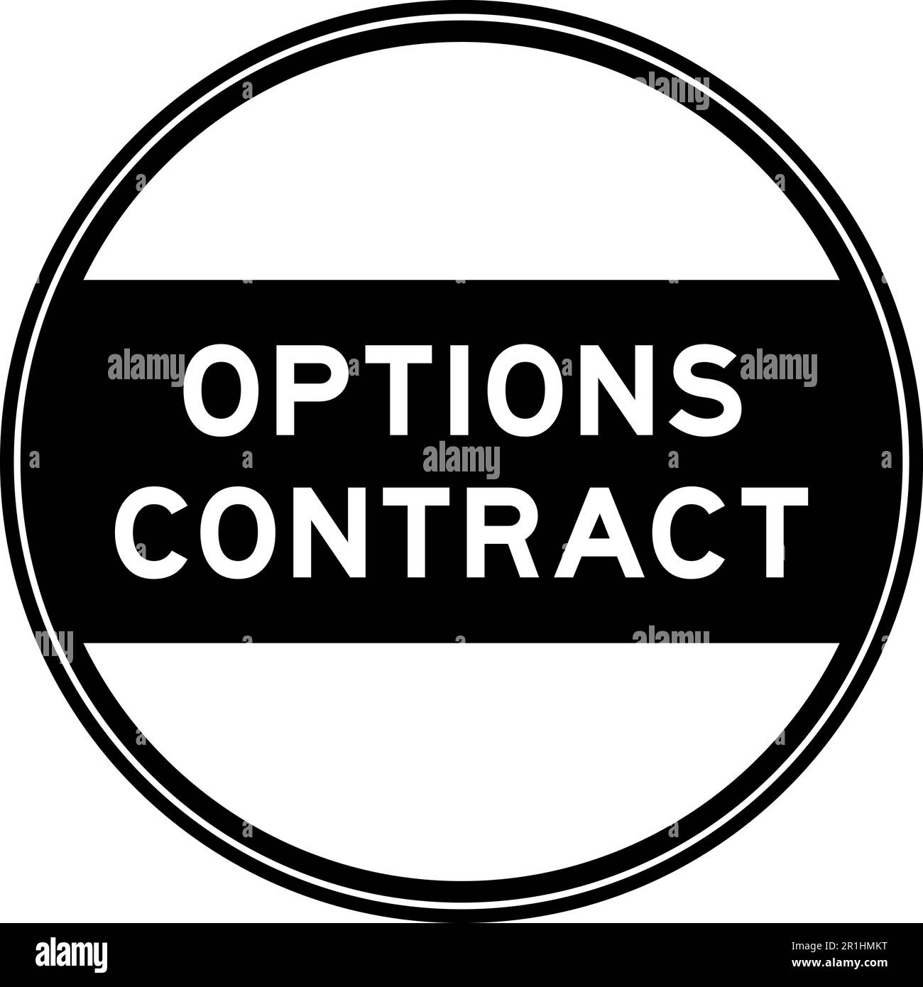 Black color round seal sticker in word options contract on white ...