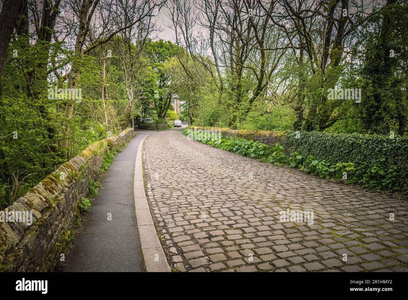 Traditionmal cobbled lane at jumbles country park Stock Photo - Alamy