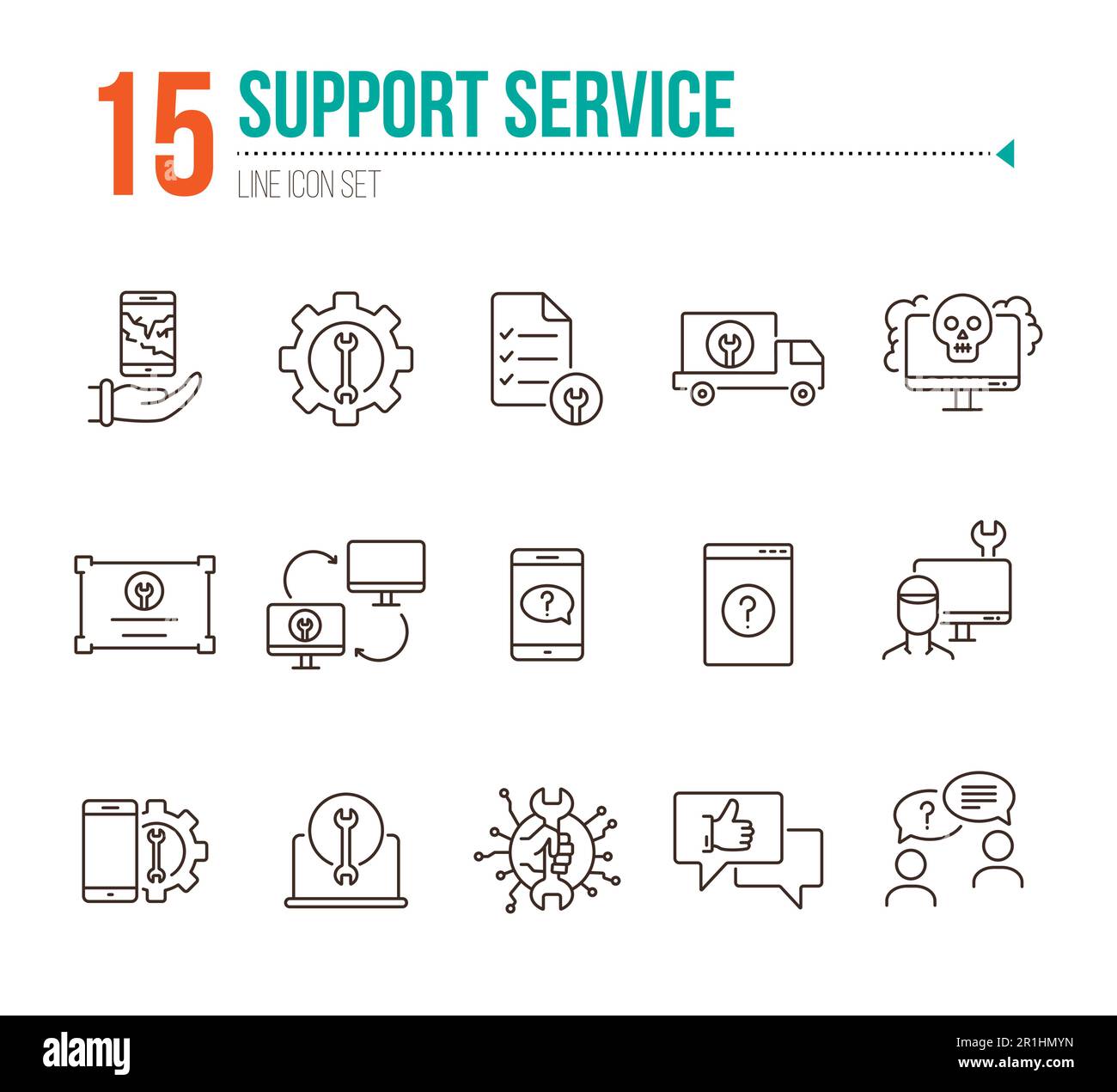 Support service line icon set Stock Vector Image & Art - Alamy