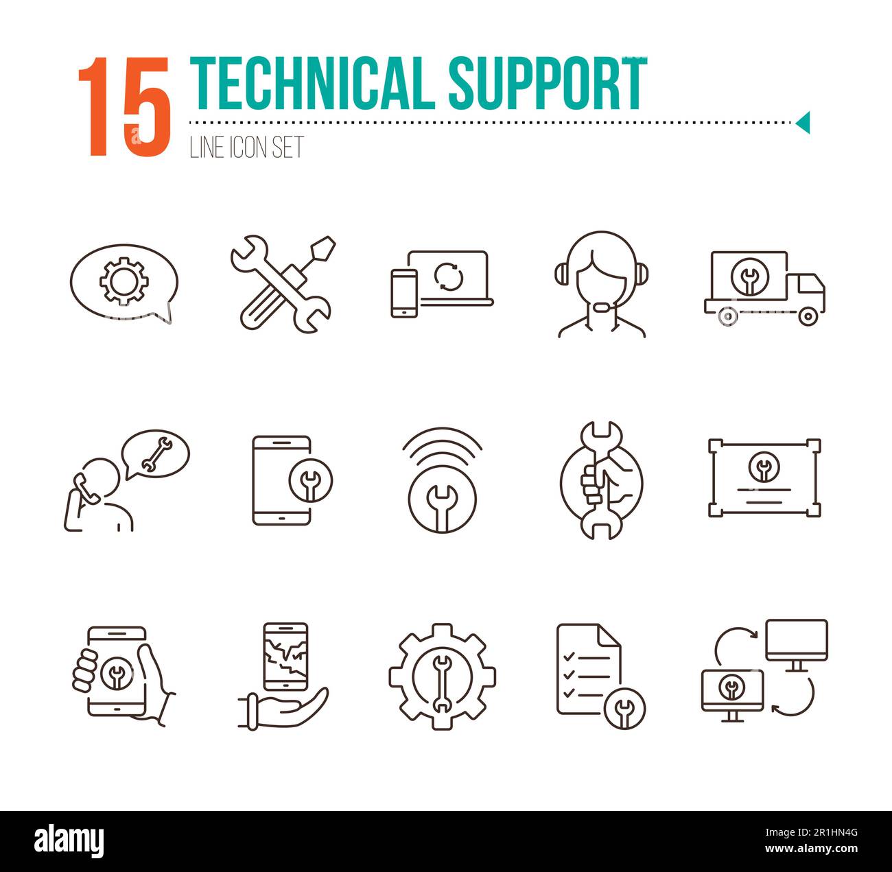 Technical support line icon set Stock Vector Image & Art - Alamy