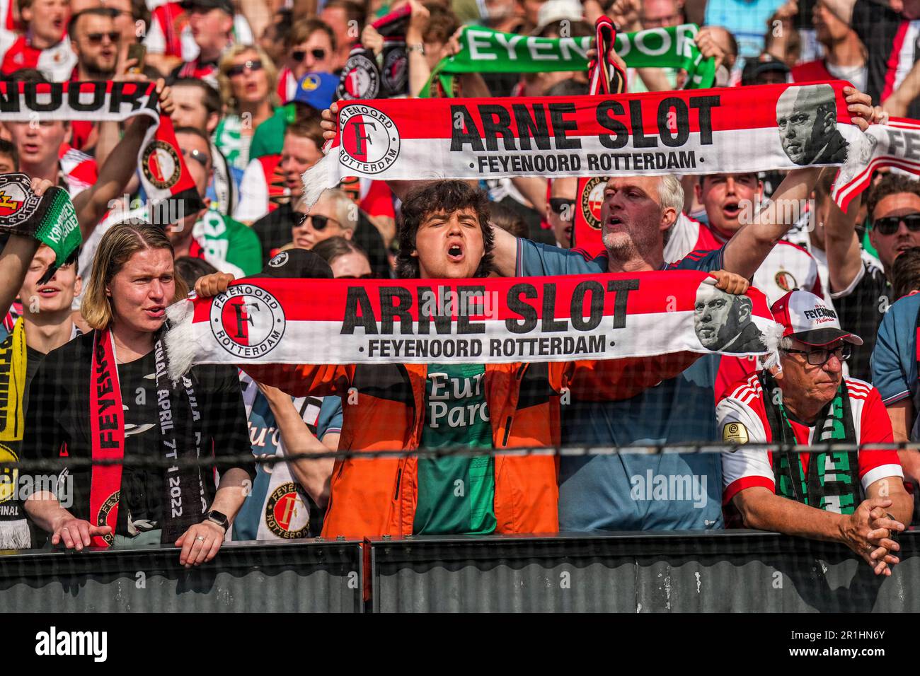 Rotterdam, Netherlands. 14th May, 2023. Rotterdam - Fans of Feyenoord ...