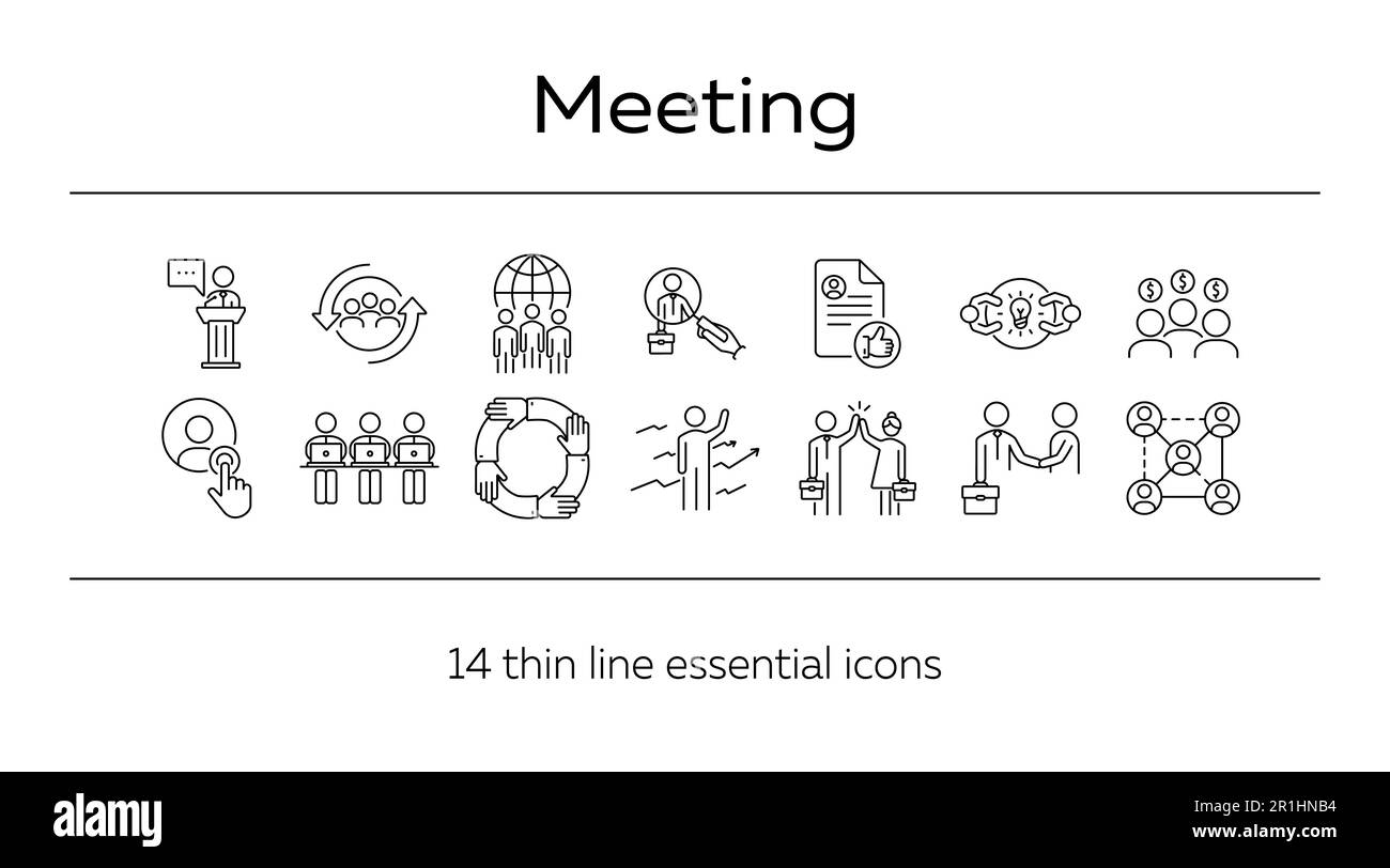 Meeting line icon set Stock Vector Image & Art - Alamy