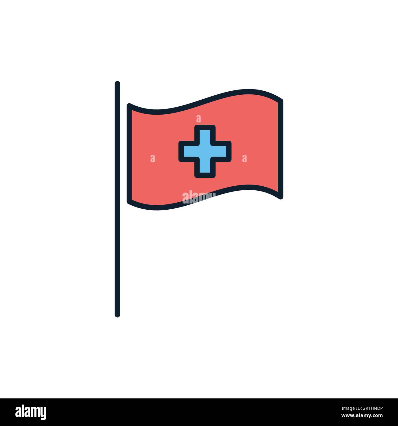 Medical Flag related vector line icon. Isolated on white background ...