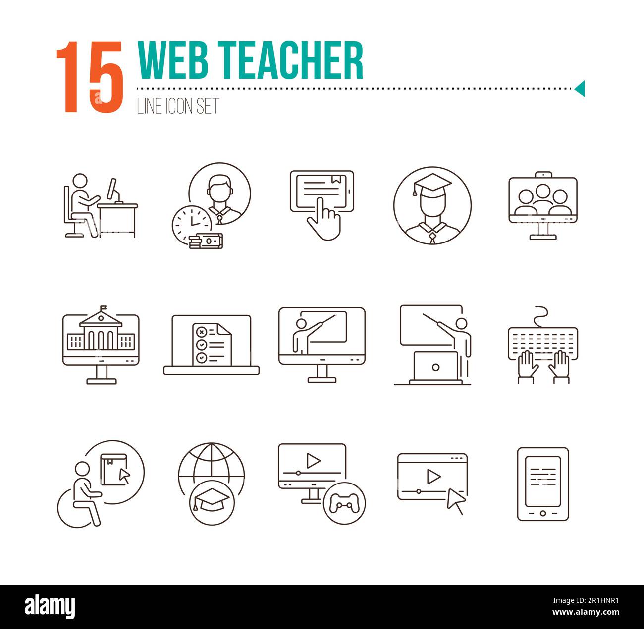 Web teacher line icon set Stock Vector Image & Art - Alamy