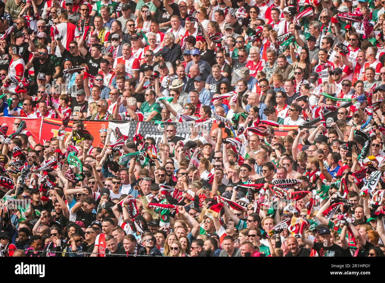 Rotterdam, Netherlands. 14th May, 2023. Rotterdam - Fans of Feyenoord ...