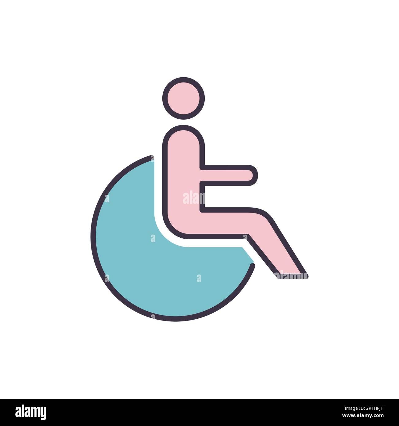Disabled related vector line icon. Disabled person in wheelchair linear ...