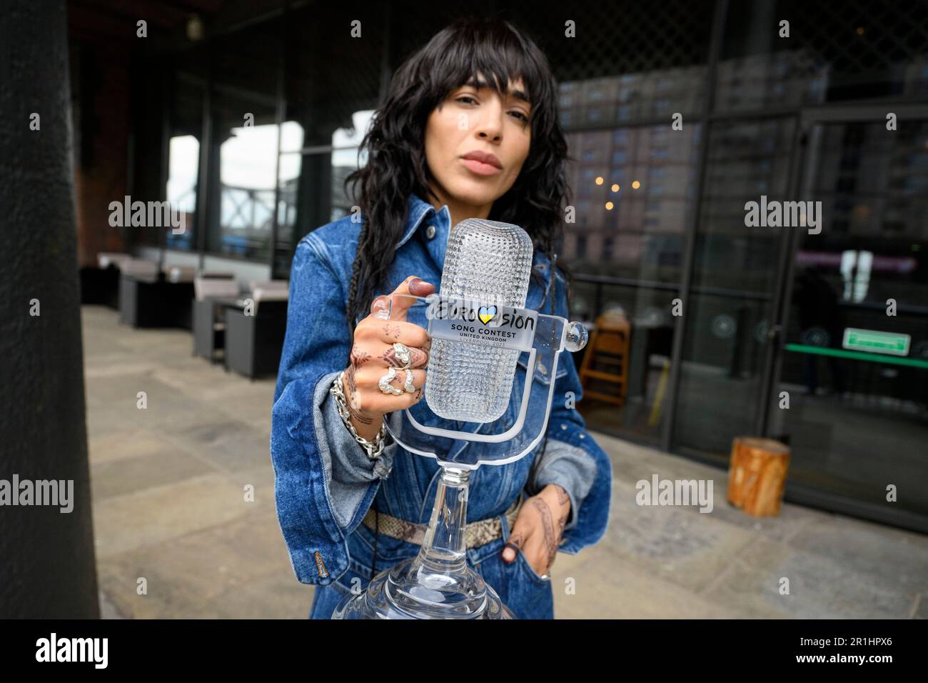 LIVERPOOL 20230514 Loreen with the winner's trophy the day after she ...