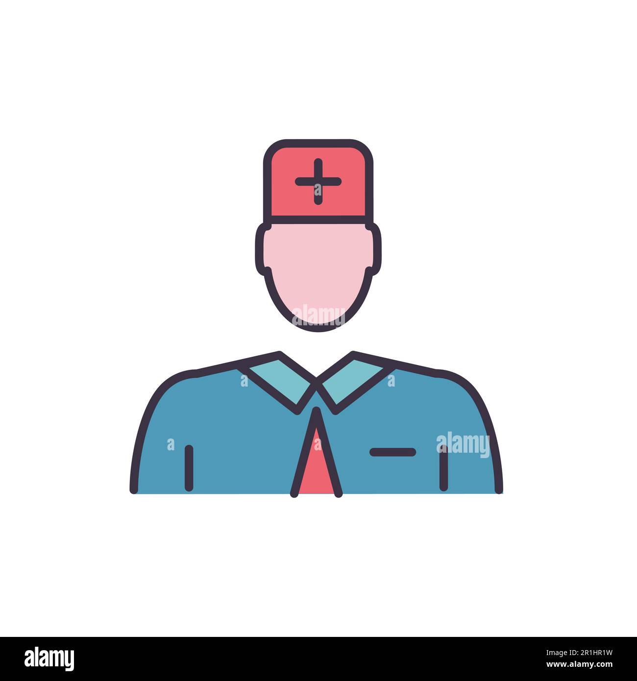 Doctor related vector line icon. Medical worker. Practicing. Scientist ...