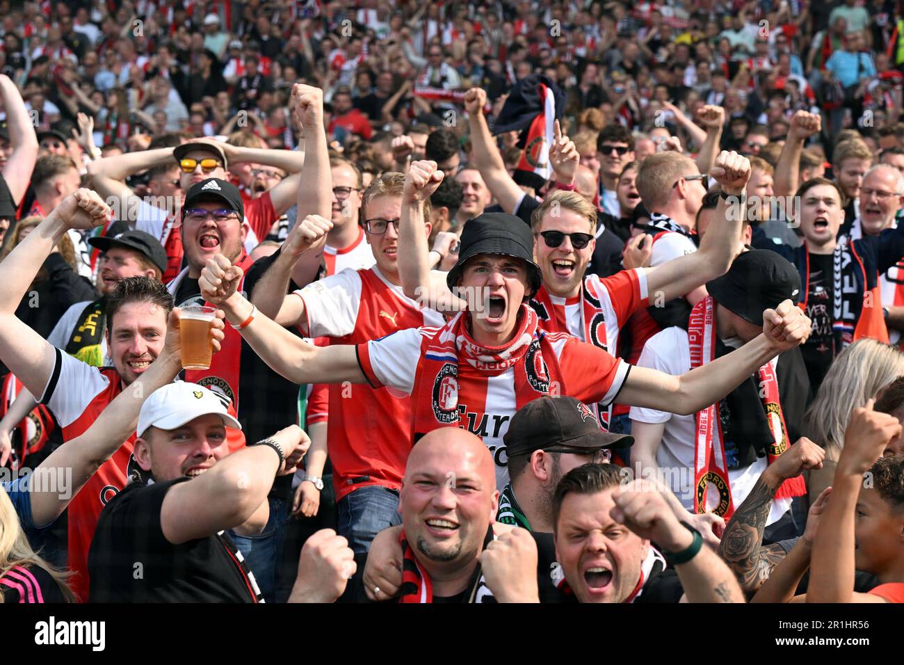 ROTTERDAM - Feyenoord supporters celebrate the 2-0 during the Dutch ...