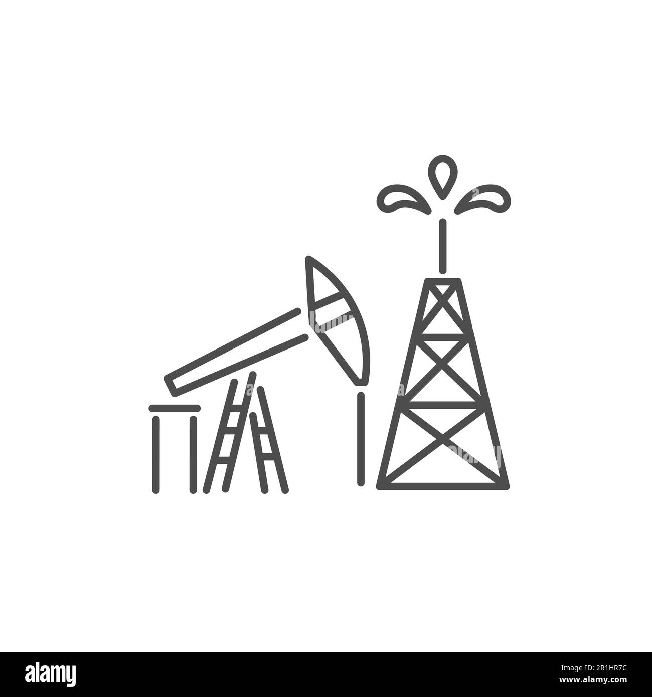 Oil rig and pump related vector linear icon. Isolated on white ...