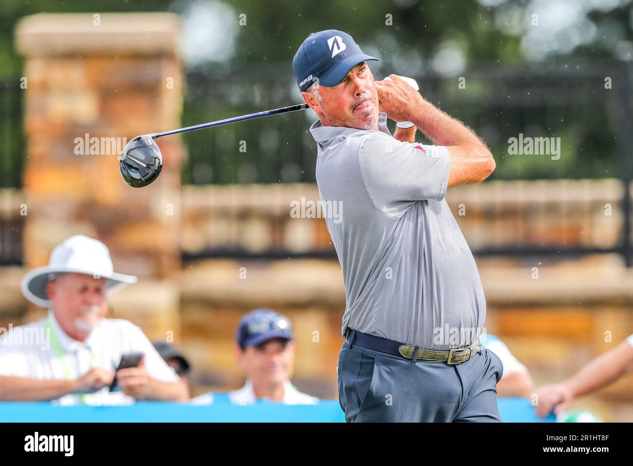 McKinney, TX, USA. 13th May, 2023. Matt Kuchar hits his tee shot on the ...