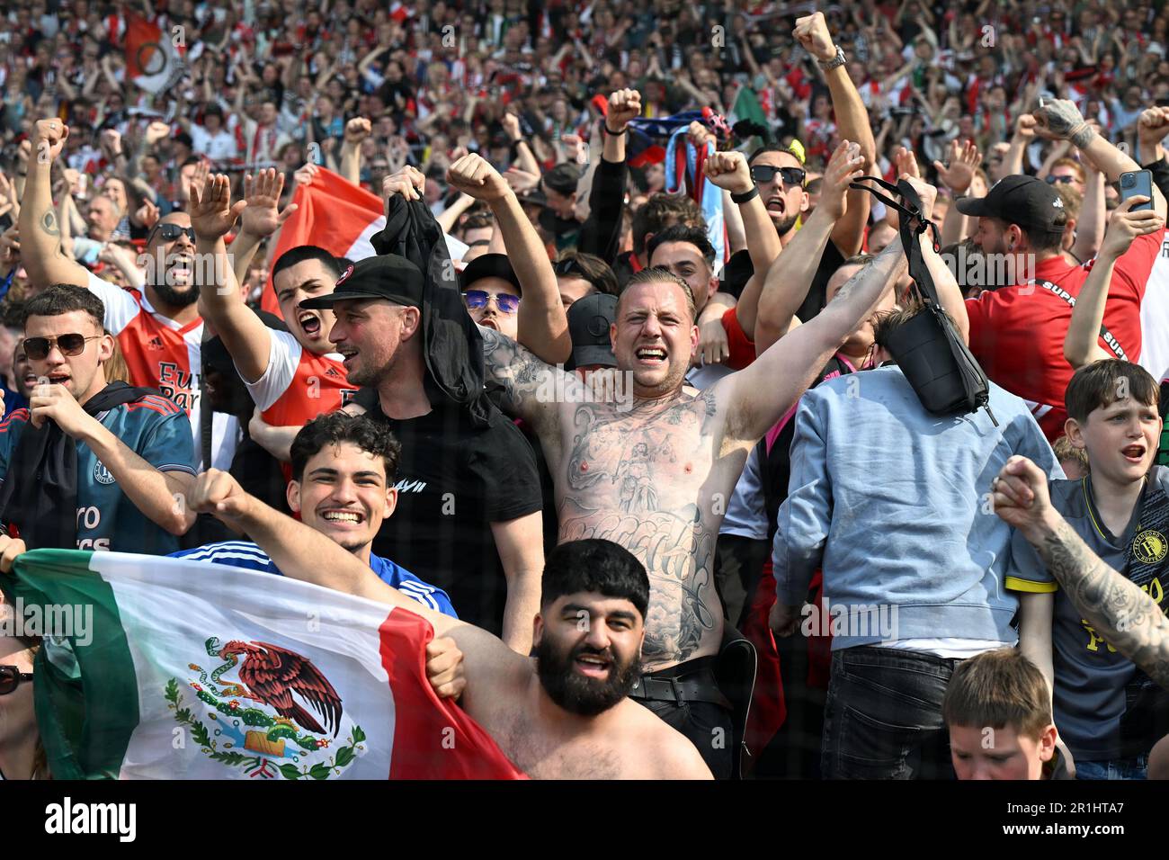 ROTTERDAM - Feyenoord supporters celebrate the 2-0 during the Dutch ...