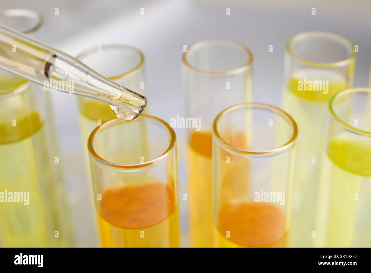 Dropping urine sample for analysis into tube, closeup Stock Photo - Alamy