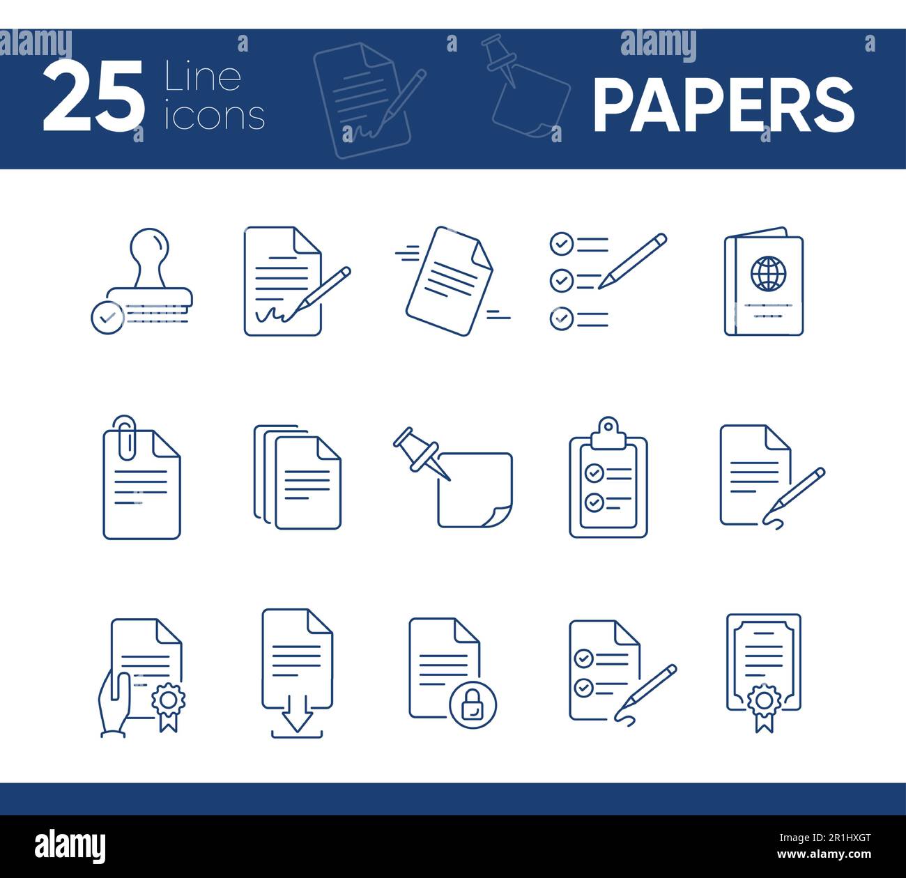 Papers line icon set Stock Vector Image & Art - Alamy