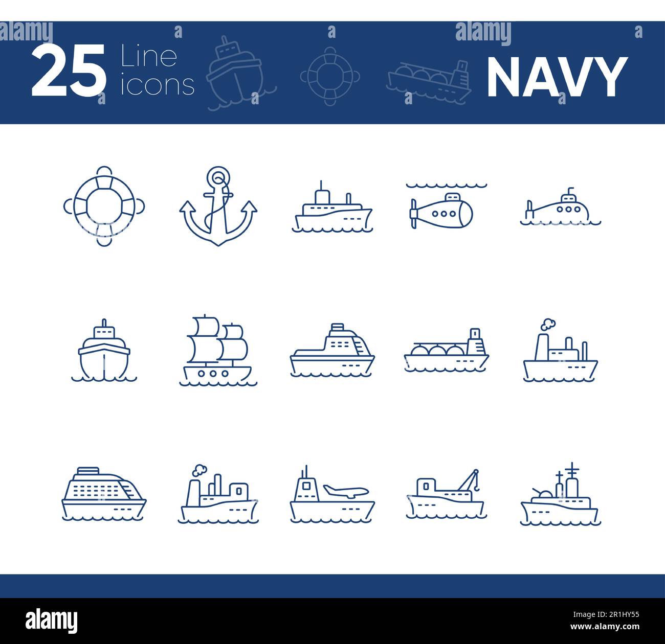 Navy line icon set Stock Vector Image & Art - Alamy