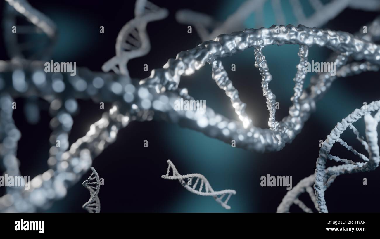 Structures of DNA on dark background. Illustration Stock Photo - Alamy