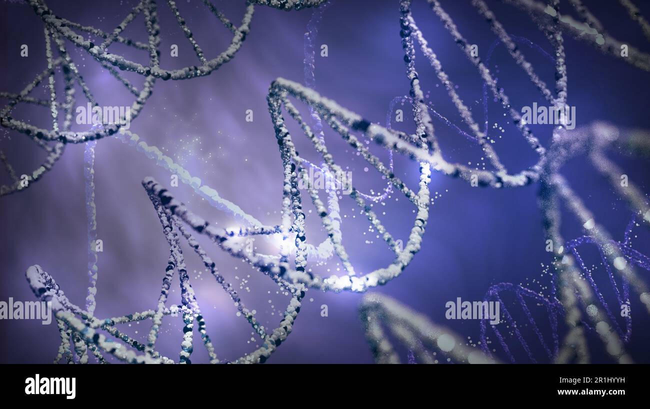 Structures of DNA on color background. Illustration Stock Photo - Alamy