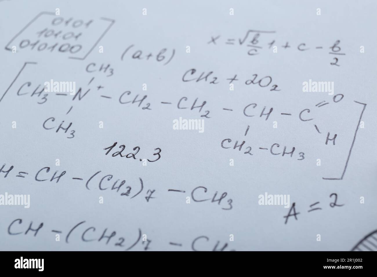 Sheet of paper with different mathematical formulas, closeup Stock ...