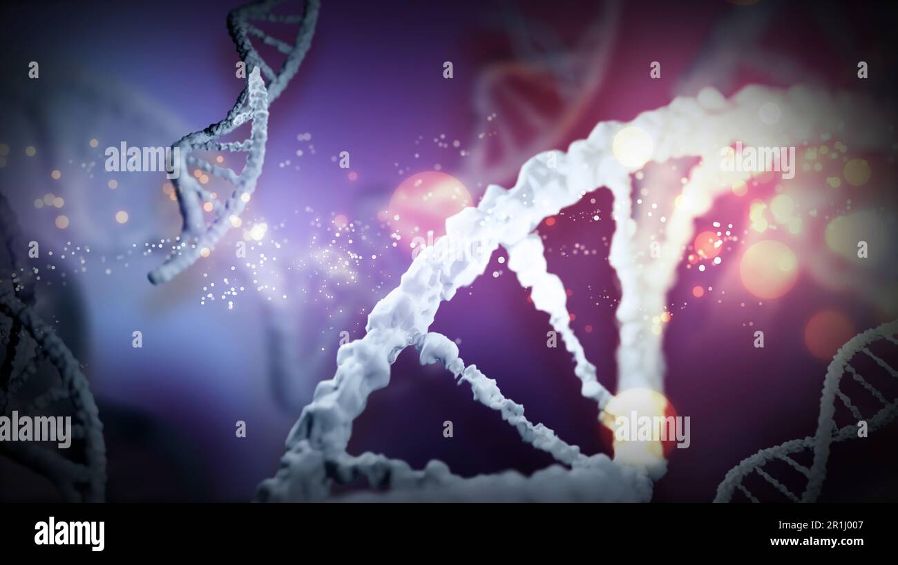 Structures of DNA on color background. Illustration Stock Photo - Alamy
