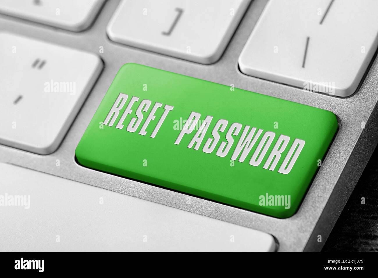 Green button with text RESET PASSWORD on keyboard, closeup view Stock ...
