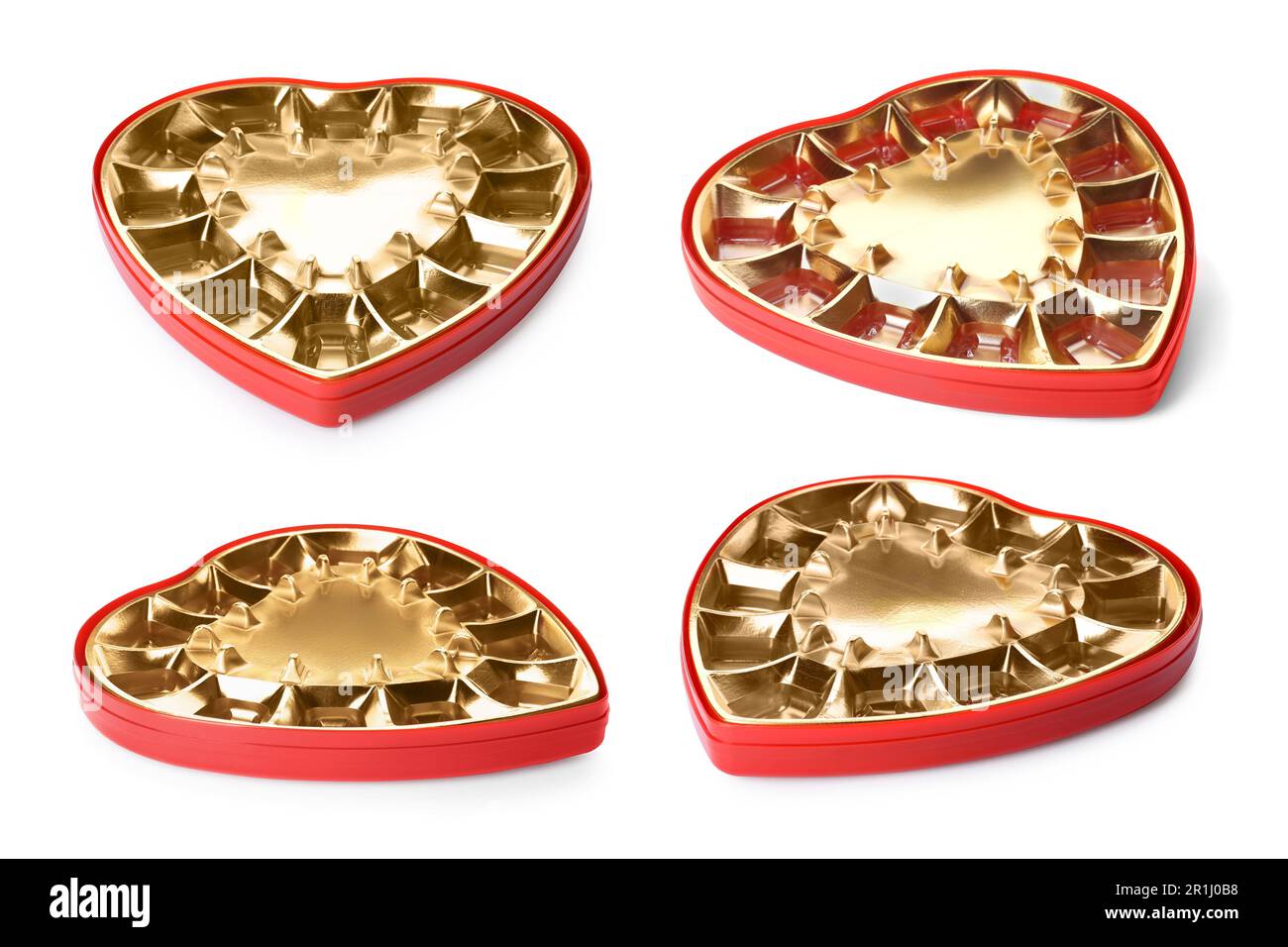 Set with empty candy boxes on white background Stock Photo - Alamy