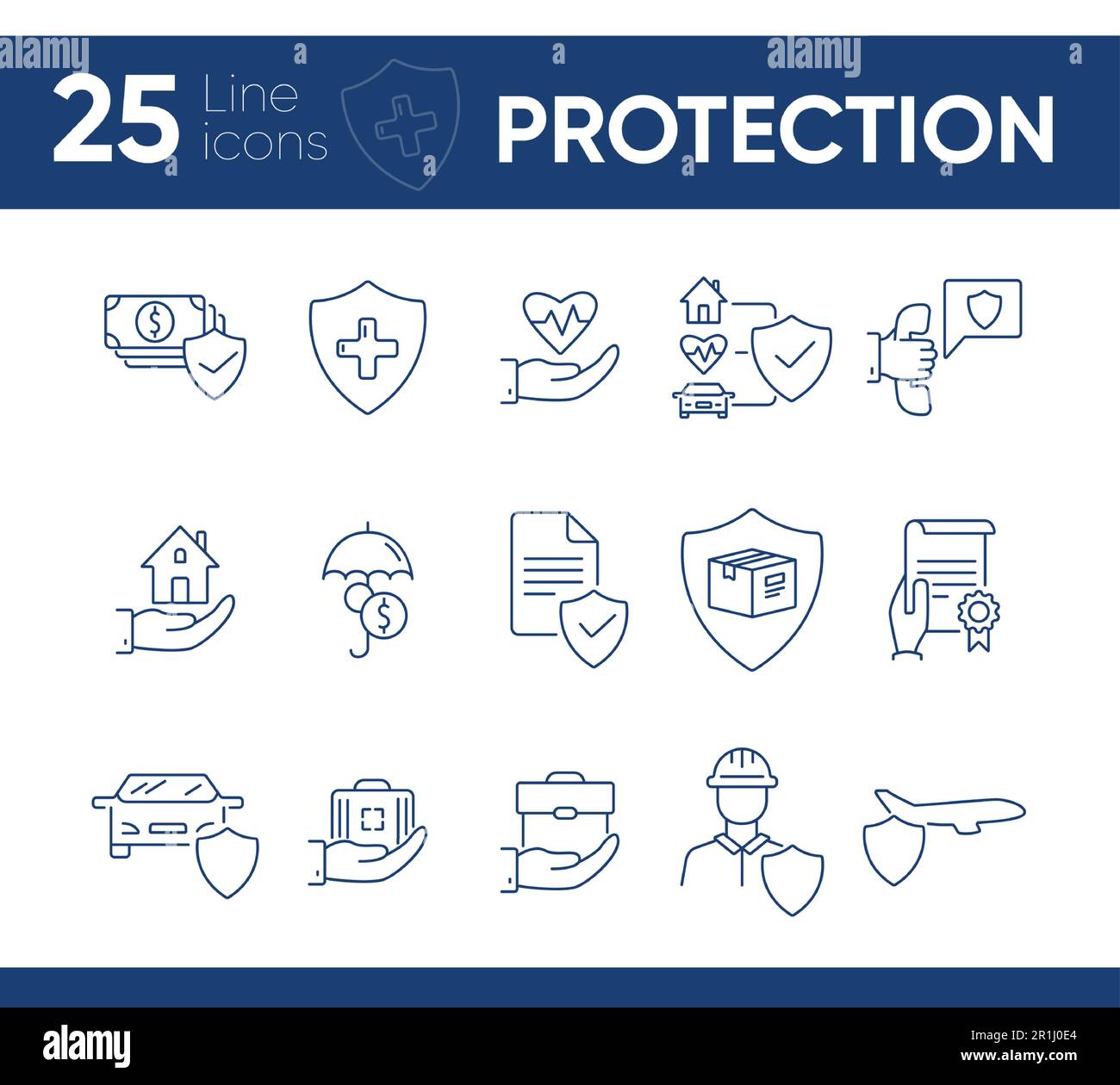 Protection line icon set Stock Vector Image & Art - Alamy