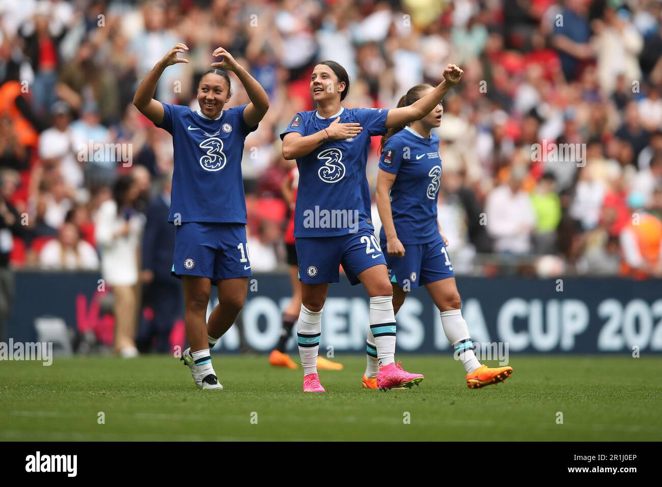 London, UK. 14th May, 2023. Sam Kerr of Chelsea Women celebrates at ...