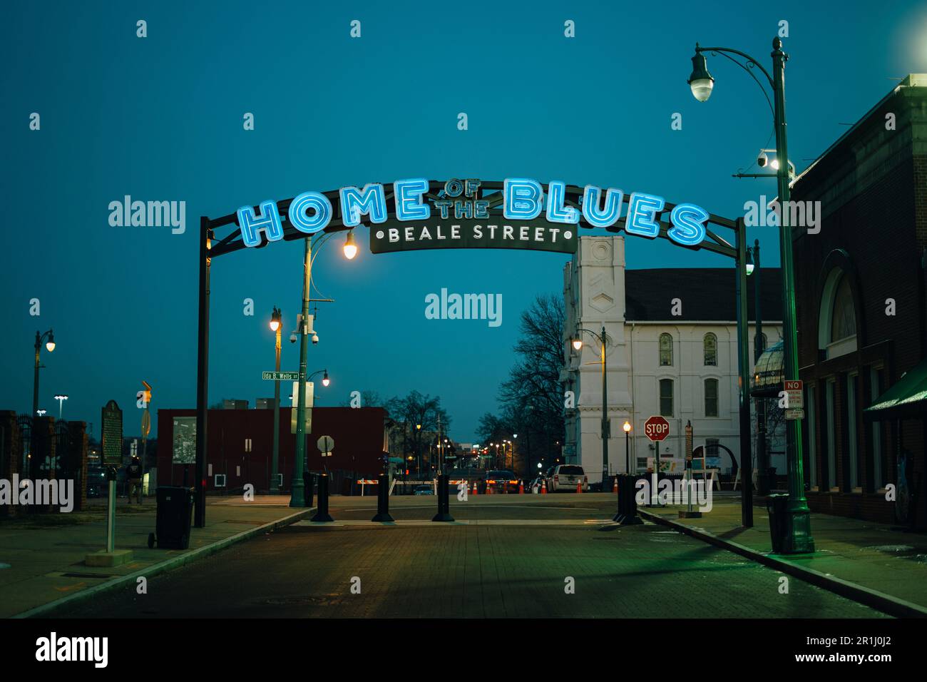 Home of the Blues sign at night on Beale Street, Memphis, Tennessee ...