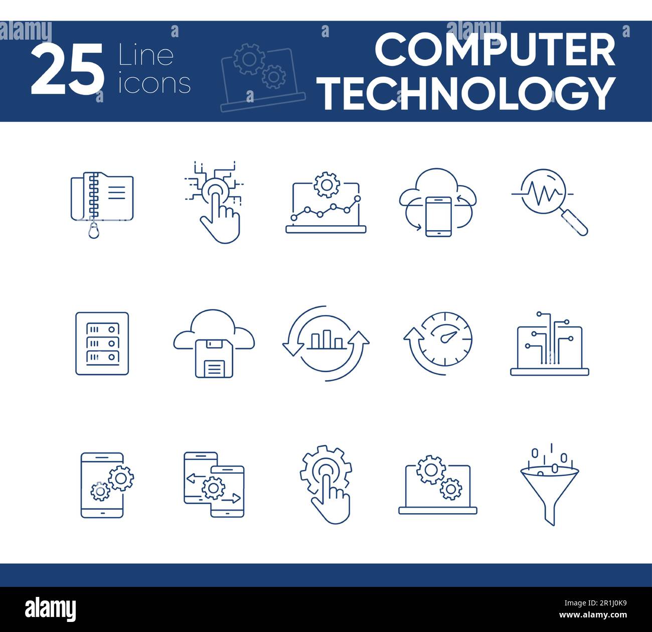 Computer technology line icon set Stock Vector Image & Art - Alamy