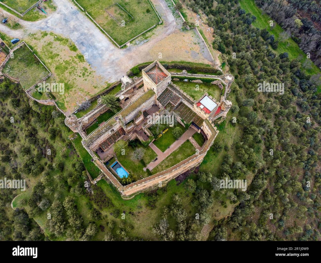 Medieval castle of Pedraza built on the esplanade of the fields of ...