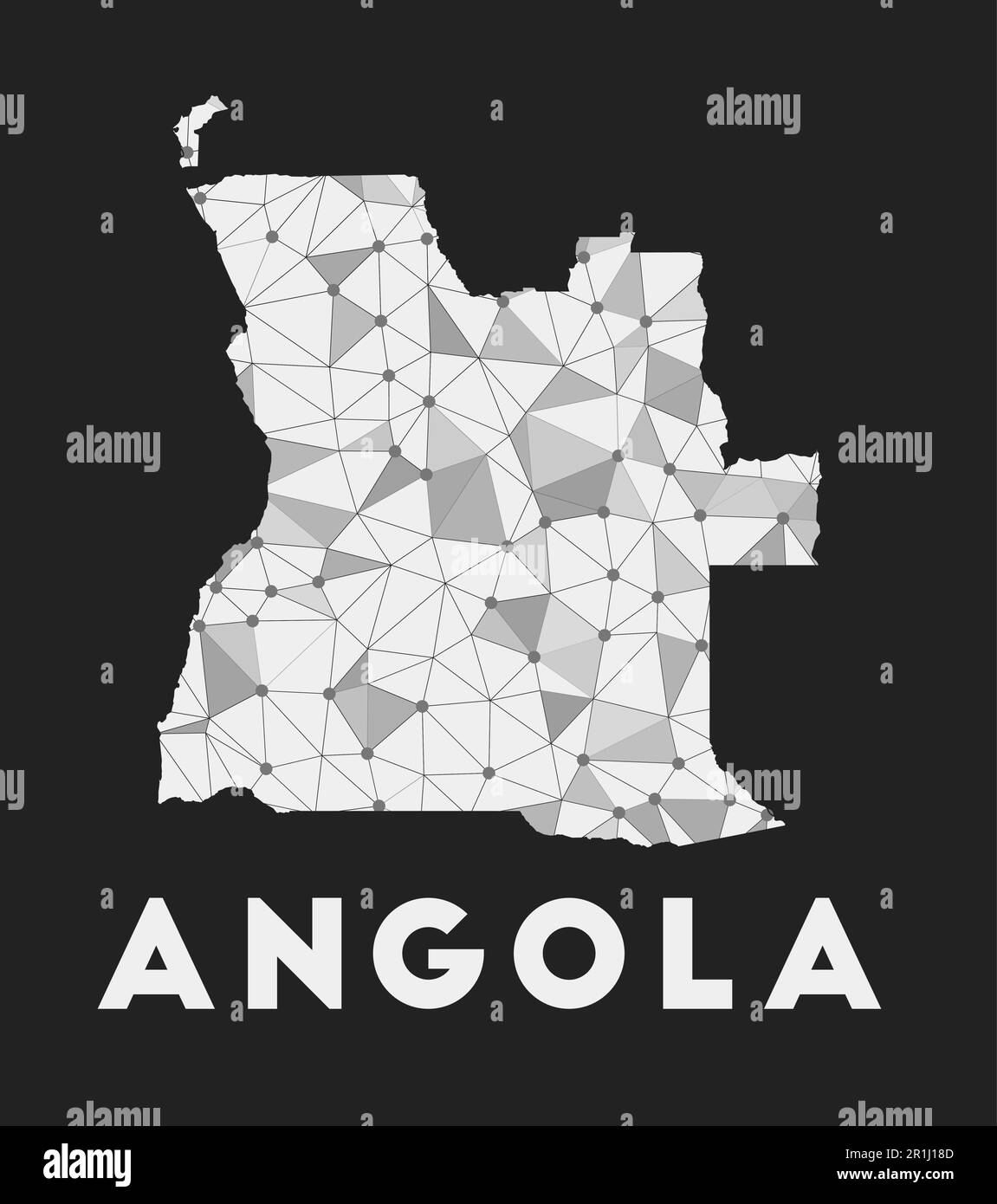 Angola - communication network map of country. Angola trendy geometric ...