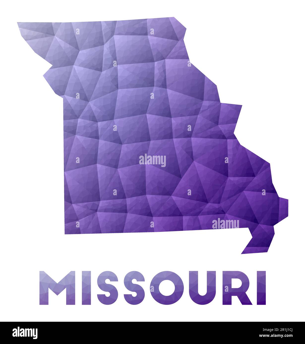 Map of Missouri. Low poly illustration of the US state. Purple ...