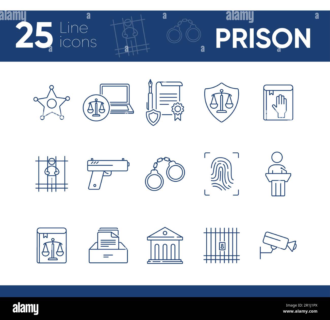 Prison line icon set Stock Vector Image & Art - Alamy