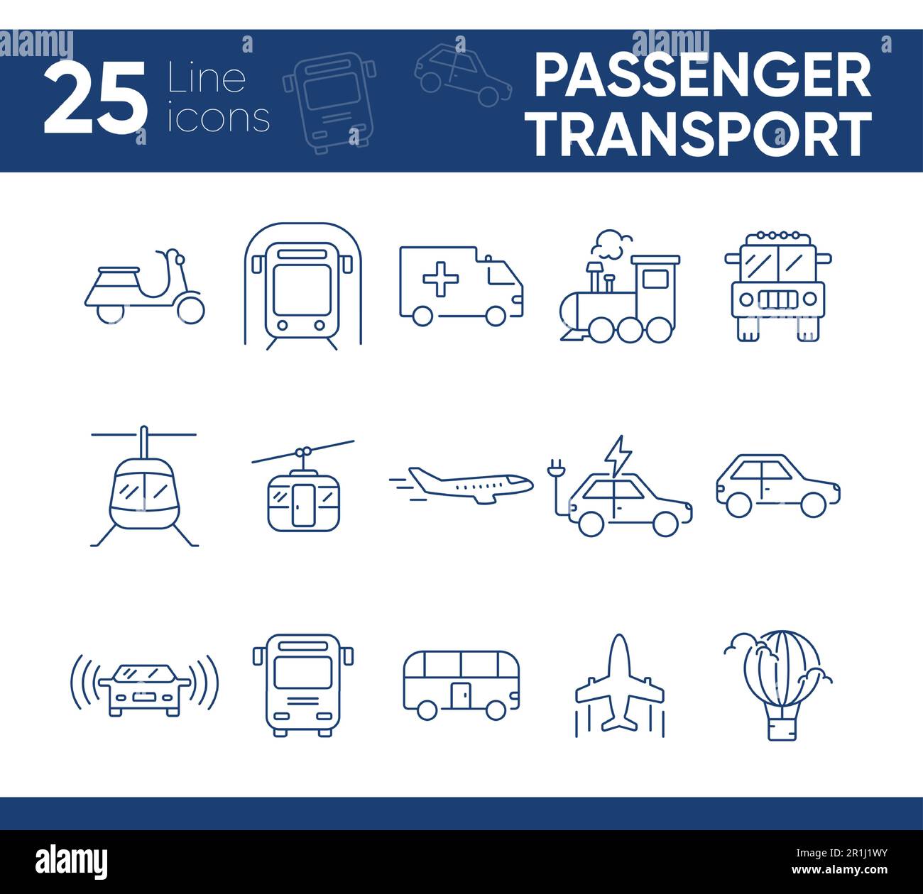 Passenger transport line icon set Stock Vector Image & Art - Alamy
