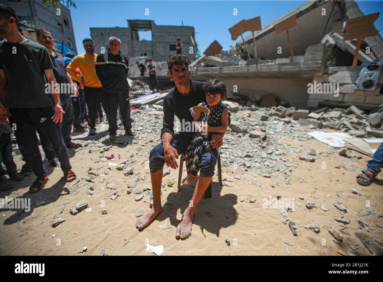 Gaza City. Palestine. 14th May 2023. The Nabhan family lost their home ...