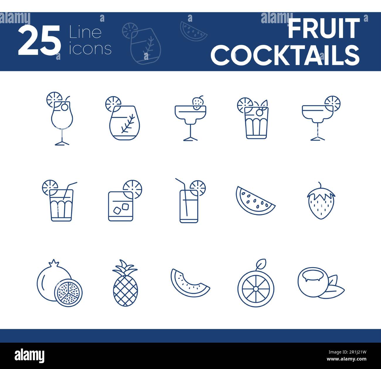 Fruit cocktails icons Stock Vector Image & Art - Alamy
