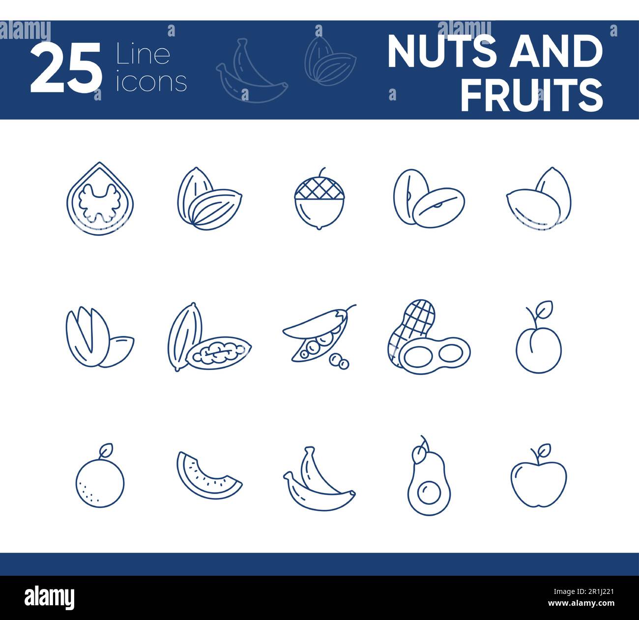 Nuts and fruits icons Stock Vector Image & Art - Alamy