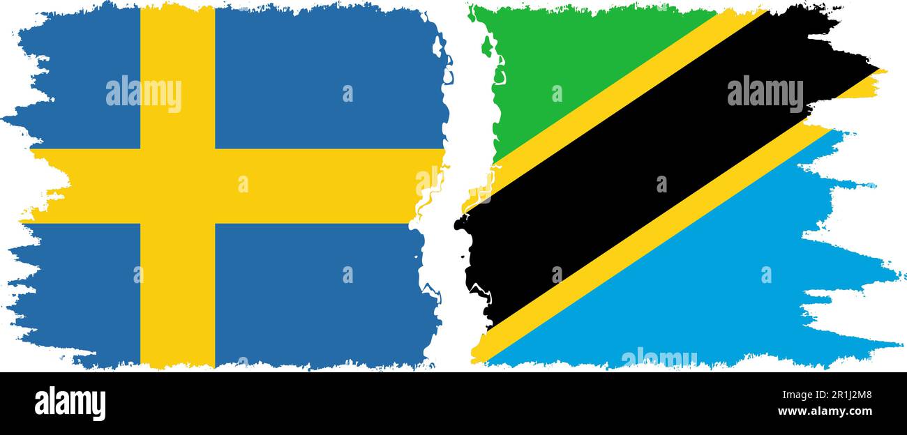 Tanzania and Sweden grunge flags connection, vector Stock Vector Image ...
