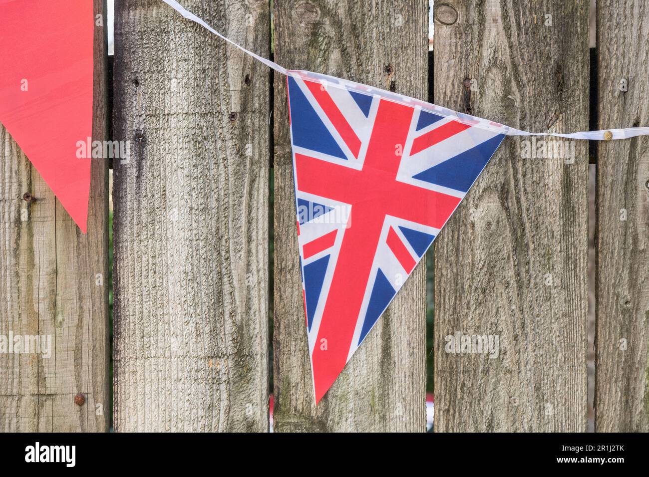 Union Jack bunting hung out for celebrations for King Charles ...